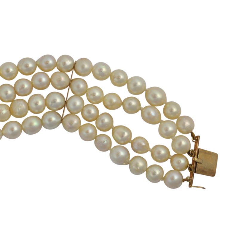 Cultured Pearl 4 Row Gold Bracelet | Plaza Jewellery English Vintage ...